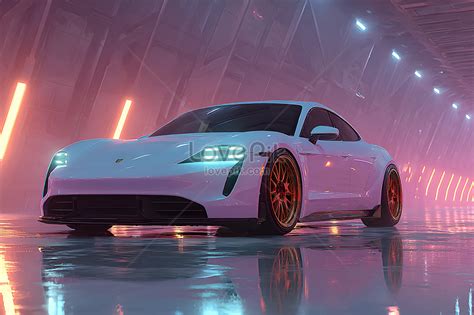 네온 터널의 미래 스포츠카