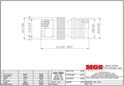 Qma Male To Mini Uhf Female Adapter Max Gain Systems Inc