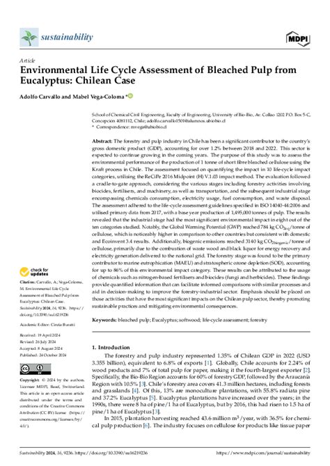 Pdf Environmental Life Cycle Assessment Of Bleached Pulp From Eucalyptus Chilean Case
