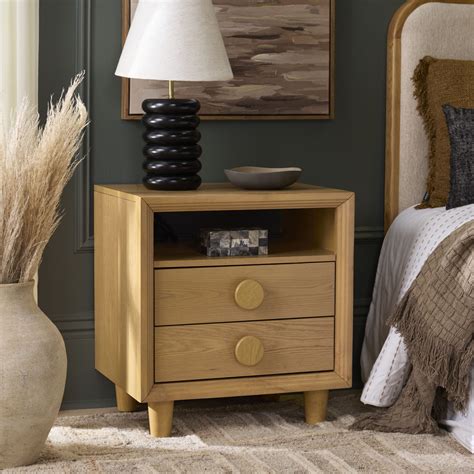 Safavieh Akanksha Modern Oak Veneer And Solid Wood Night Stands