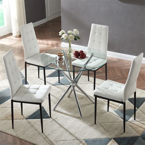 Ofm Multi Use Break Room Package 36 Round Table With Plastic Stack Chairs Mahogany Finish