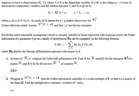 Suppose We Have N Observations Xi Yi Where Yie R