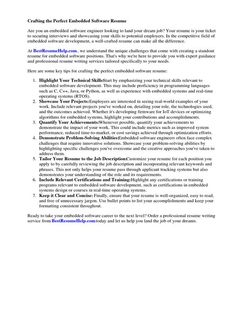 Embedded Software Resume Pdf Embedded System Software