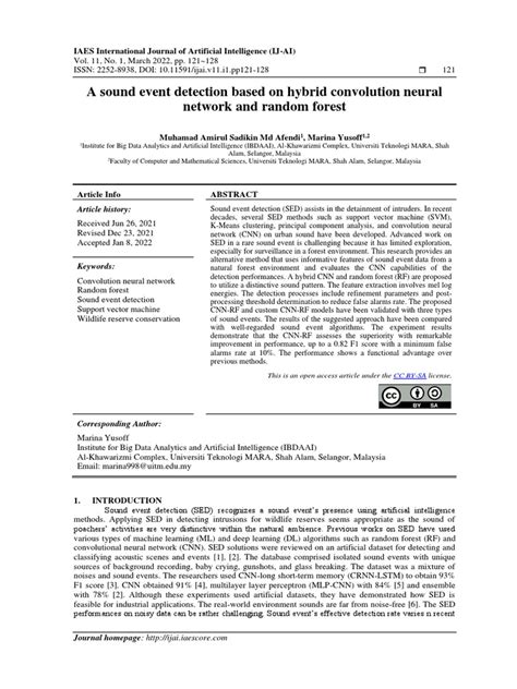 A Sound Event Detection Based On Hybrid Convolution Neural Network And Random Forest Pdf