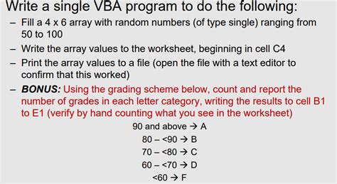 Solved Write A Single Vba Program To Do The Following