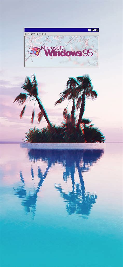 Tiny Island In The Sea With Aesthetic Windows 95 Dialog Box 4k Phone Wallpaper