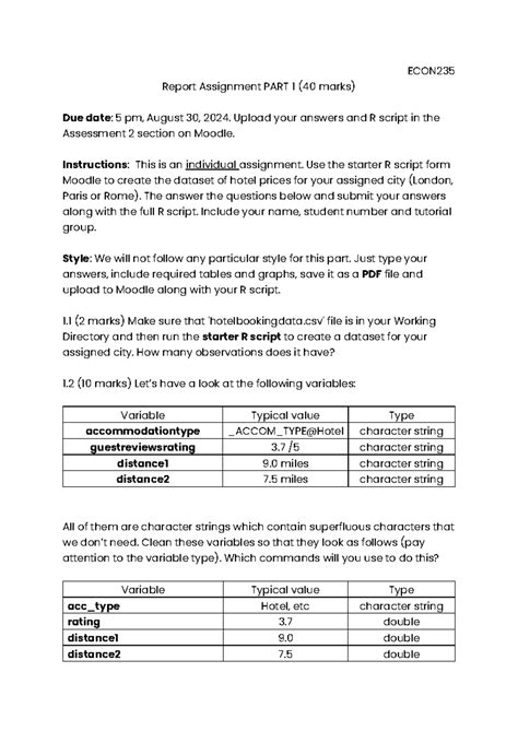 Report Assignment Part1 Econ Report Assignment Part 1 40 Marks Due