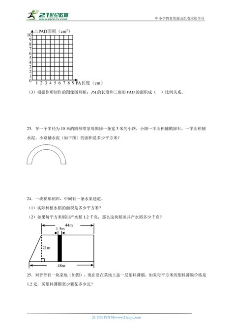 小升初平面图形的周长和面积达标练习（专项训练） 小学数学六年级下册北师大版（含解析） 21世纪教育网
