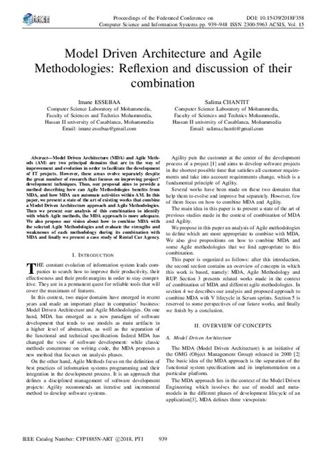 Pdf Model Driven Architecture And Agile Methodologies Reflexion And Discussion Of Their