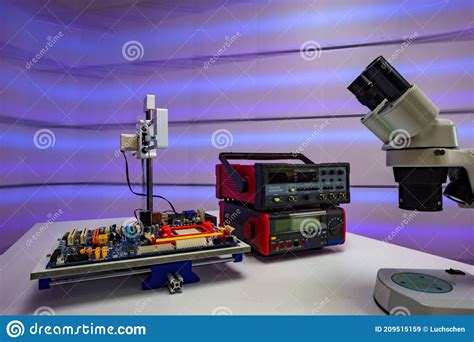 Automated Control Of Printed Circuit Boards Control Of Chip Mounting Stock Image Image Of