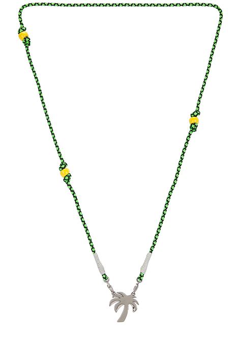 Palm Angels Beads Necklace In Light Blue And Silver Fwrd