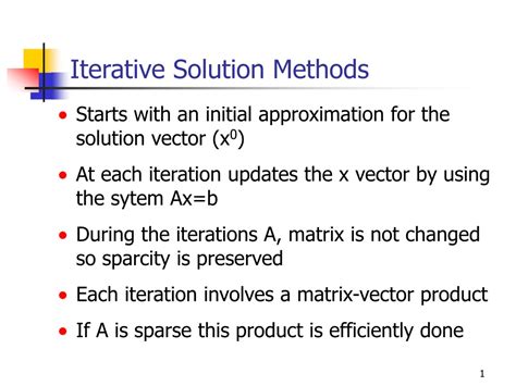 Ppt Iterative Solution Methods For Efficient Convergence To Solution