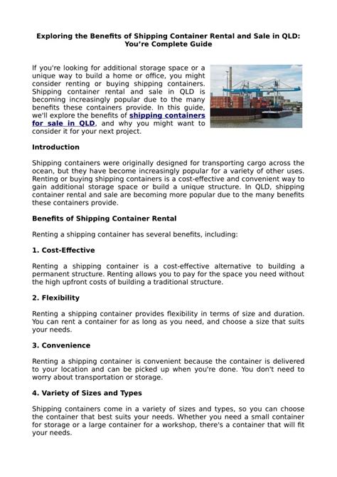 Ppt Exploring The Benefits Of Shipping Container Rental And Sale In Qld Youre Complete Guide