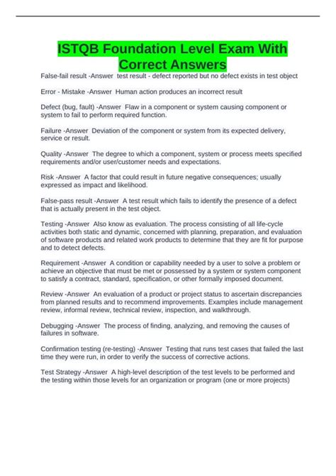 Istqb Foundation Level Exam With Correct Answers Istqb Foundation Level Stuvia Us