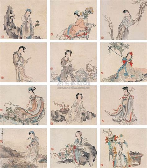 【仕女册 册页 （十二开） 设色纸本】拍卖品图片价格鉴赏绘画雅昌艺术品拍卖网