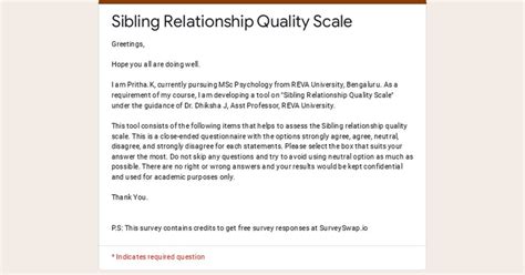 Sibling Relationship Quality Scale Rsurveycircle