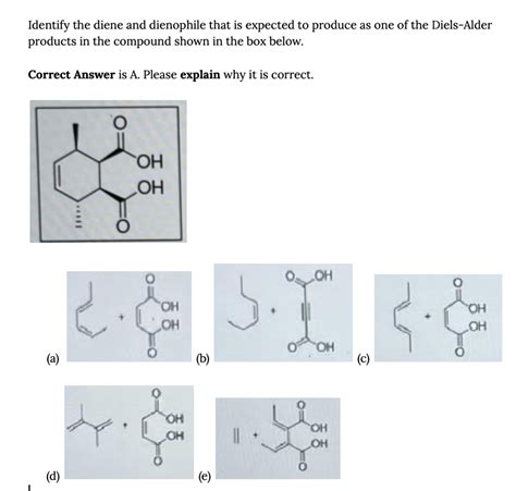 Solved Identify The Diene And Dienophile That Is Expected To