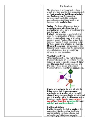 Edexcel A Gcse Geography 1 9 Ecosystems Biodiversity And Management Revision Bookmarks