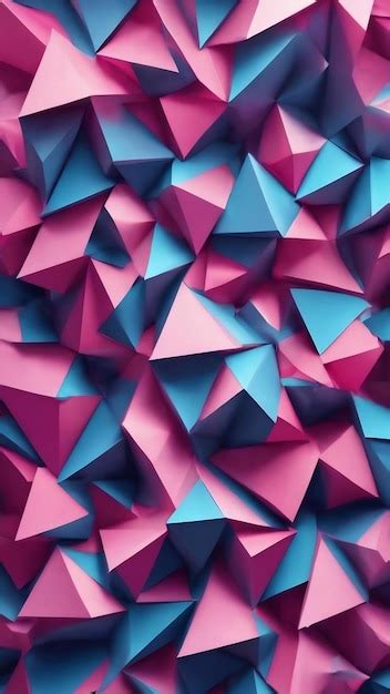 Blue And Pink Abstract Wallpaper With Lot Of Small Triangular Shapes Generative Ai Premium Ai