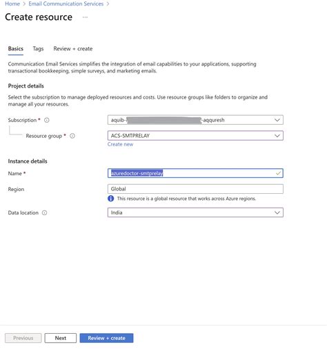 send emails via smtp relay with azure communication service