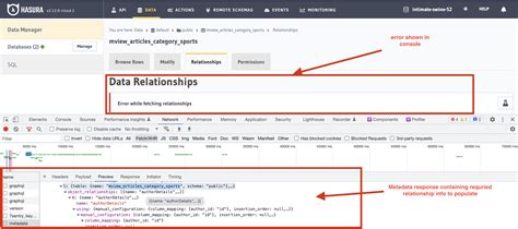Console New Relationship Ui Cannot Load Relationships On Views · Issue 9091 · Hasuragraphql