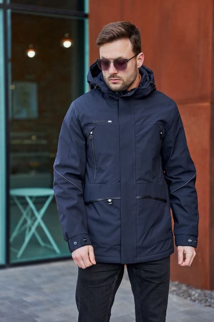 Мужская удлиненная демисезонная куртка Black Vinyl ТС23-2220 Черный, 46 ...