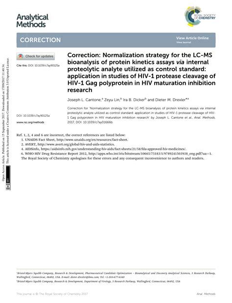 Pdf Correction Normalization Strategy For The Lc Ms Bioanalysis Of