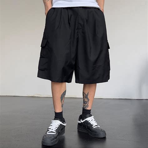 Чоловічі широкі шорти з кишенями чорний бежевий колір Op Shop замовити в Києві Україна