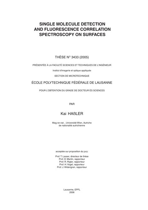 Pdf Single Molecule Detection And Fluorescence Correlation Spectroscopy On Surfaces