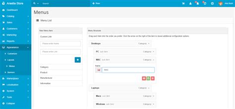Getting Started Menu Manager Blog Arastta Ecommerce