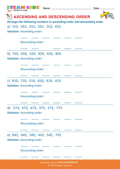 Free Math Worksheet Ascending And Descending Order Worksheet 2