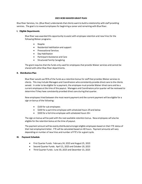 Hcbs Plan — Blue River Services Inc