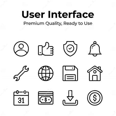 A Set Of User Interface Icons In Trendy Style Stock Illustration