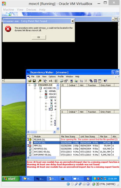 Dll Strncpys Error When Deploying Ffmpeg Streaming Application On Xp