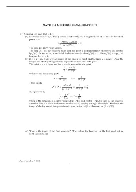Math 113 Complex Function Theory Midterm Revision 2024 Math Stuvia Us