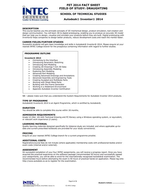 Intec Autodesk Inventor 2014 Certification Pdf