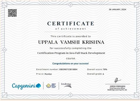 Vamshikrishna Uppala On Linkedin Javafullstack Edubridge Gratitude