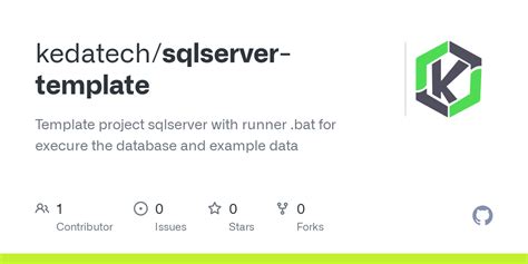 Github Kedatechsqlserver Template Template Project Sqlserver With