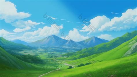 夏日空旷草原数字插画图片 包图网