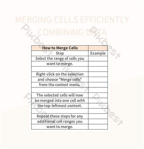 Merging Cells Efficiently Combining Data Excel Template Free Download