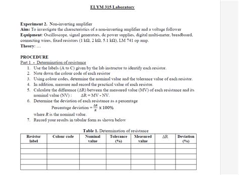 Solved Procedure Part 1 Determination Of Resistance 1 Use