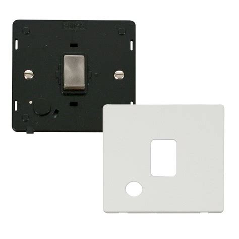 Click Definity Metal White 20A Double Pole Switch And Flex Outlet With Black Brushed Stainless
