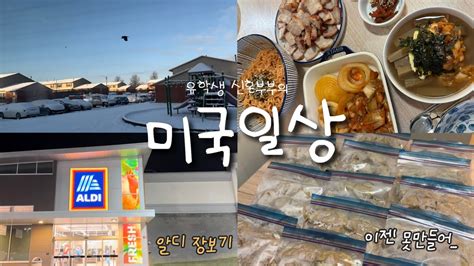 🇺🇸 미국 브이로그 24 미국시골 20대 주부 일상 먹고장보고놀고운동하고공부🤦🏻‍♀️ㅣ끝나지않는 만두250개🥟ㅣ알디 장보기🛒ㅣ2월의 눈☃️ Youtube