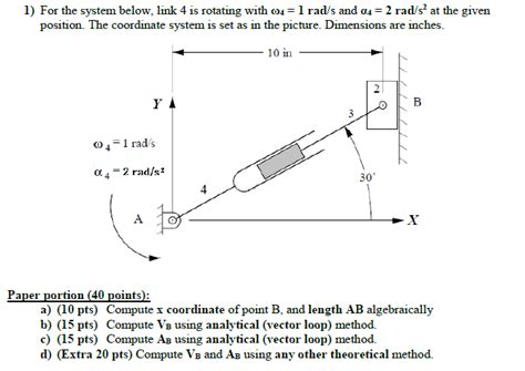 Solved 1 For The System Below Link 4 Is Rotating With 1