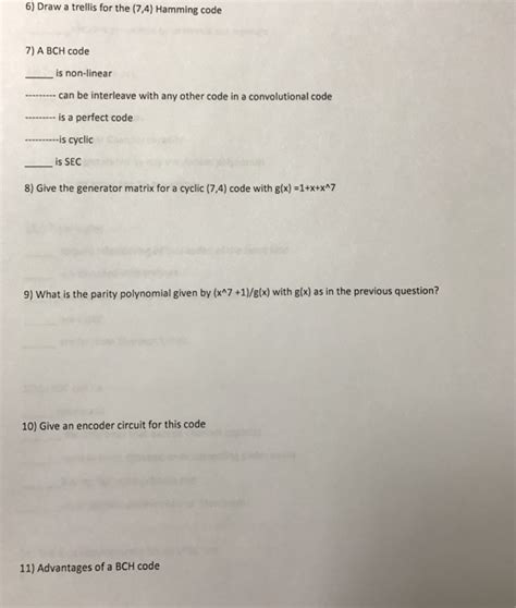 Solved Draw A Trellis For The 7 4 Hamming Code A Bch