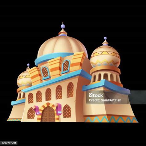 사막 에미레이트 궁전 아라비아 아키텍처입니다 게임 자산 카드 개체 건물 검정 또는 흰색 배경에서 절연 Brand Name Video Game에 대한 스톡 벡터 아트 및 기타