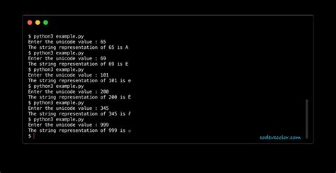 Python Program To Convert Unicode Or Ascii Value To A Character Codevscolor