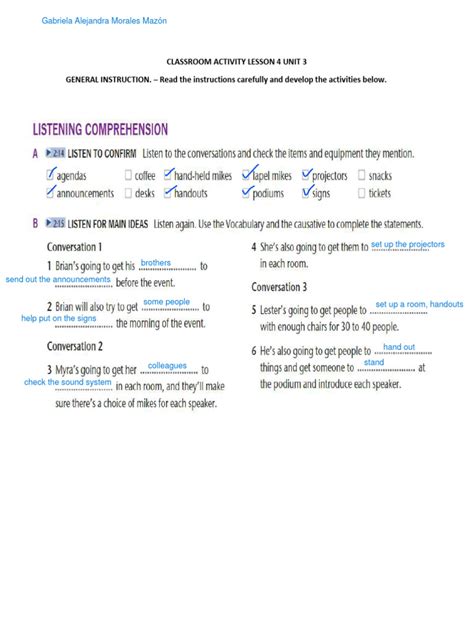 Classroom Activity Lesson 4 Unit 3 5th Level Pdf