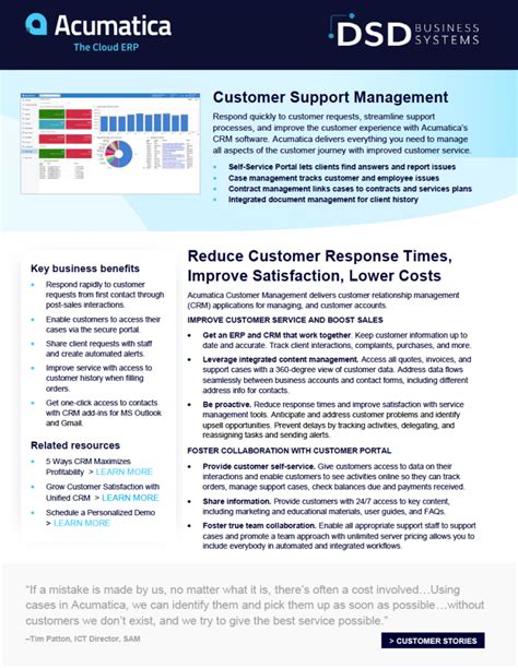 Acumatica Customer Support Management Datasheet