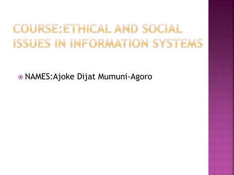 Ppt Course Ethical And Social Issues In Information Systems